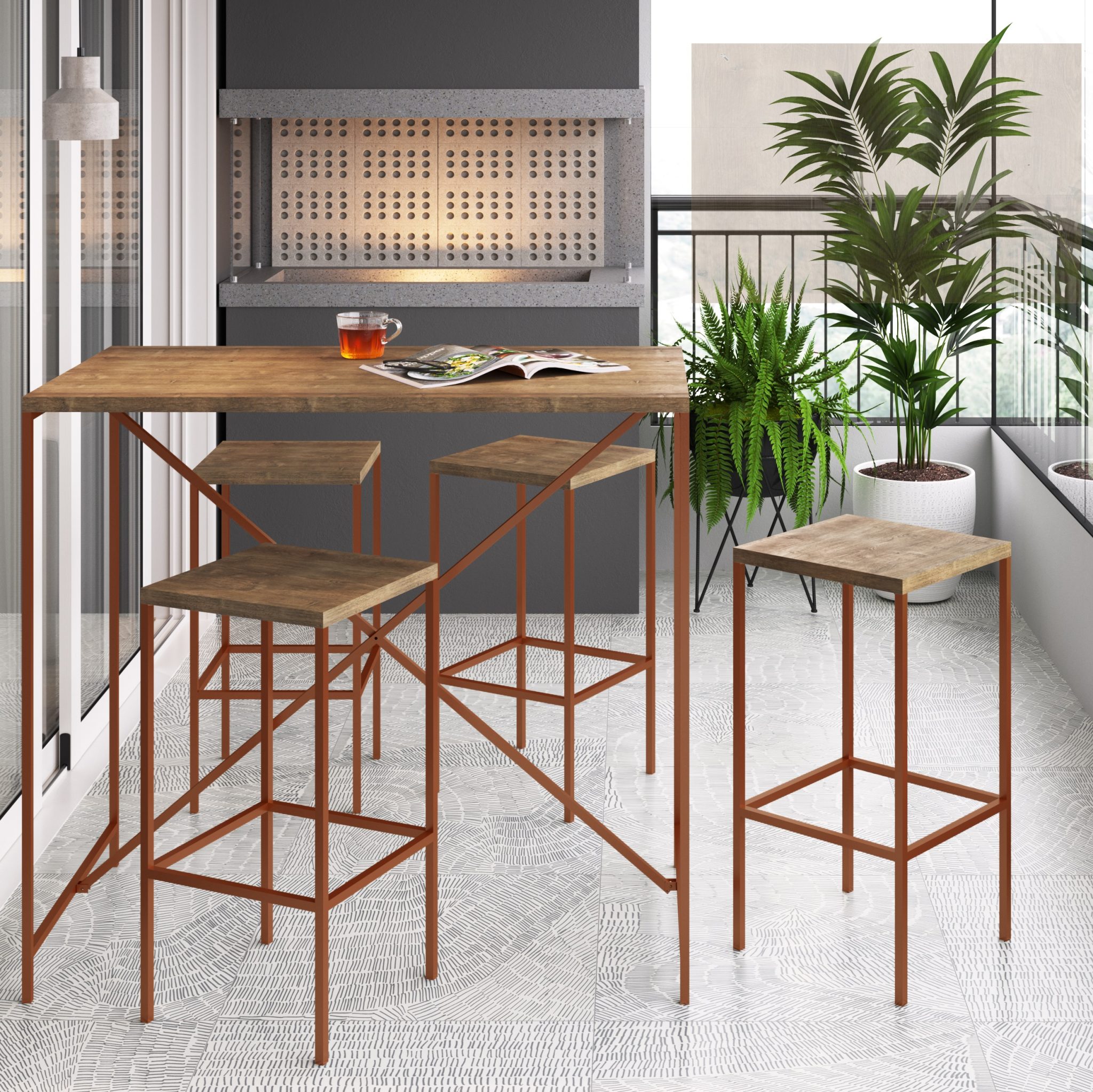 KIT DE TABURETES (2UND) VERMONT/COBRE