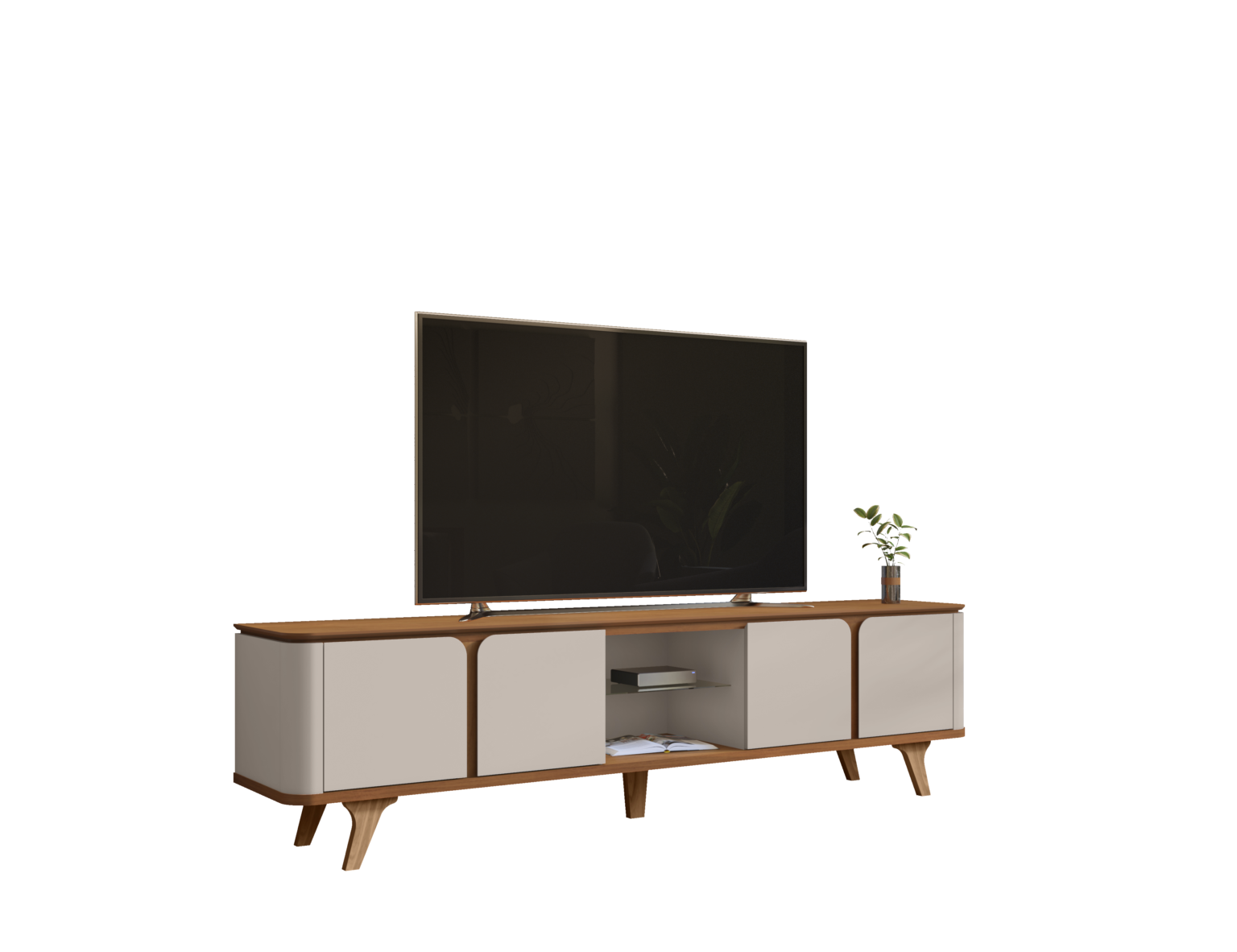 RACK ROMA 217 CM CEDAR/OFF WHITE HIGH GLOSS - Cosas de Casa